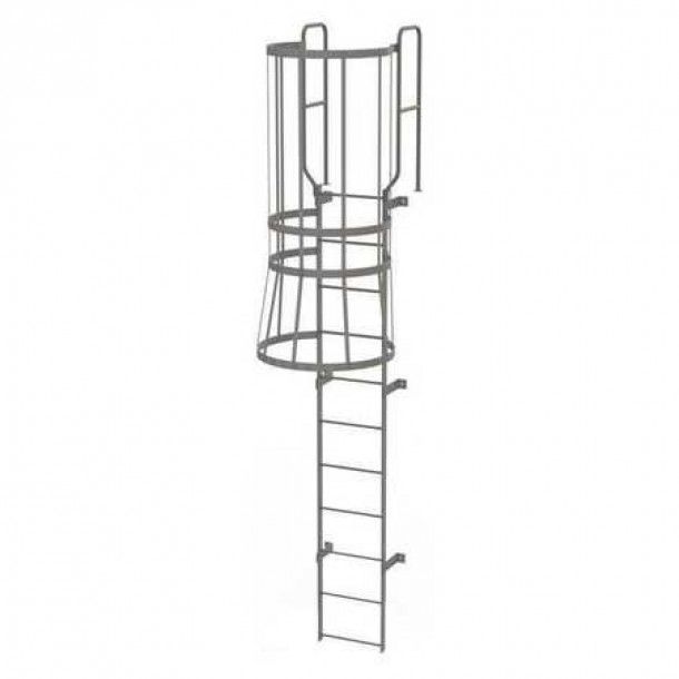 10Ft Steel Fixed Ladder with Safety Cage - WLFC1211 - Industrial Man Lifts