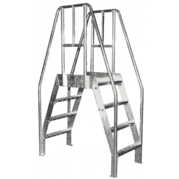 Aluminum Crossover Ladders Space Saver Designs - Industrial Man Lifts