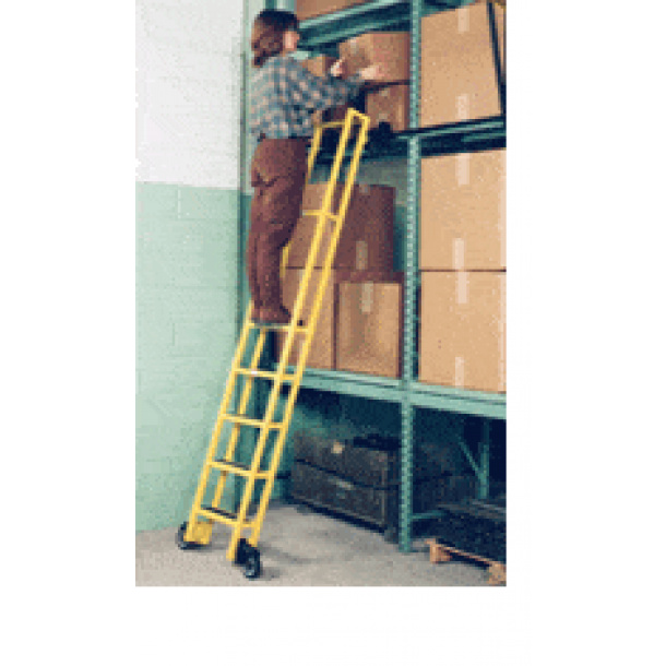 Single Track Mounted Shelf Ladder - Industrial Man Lifts