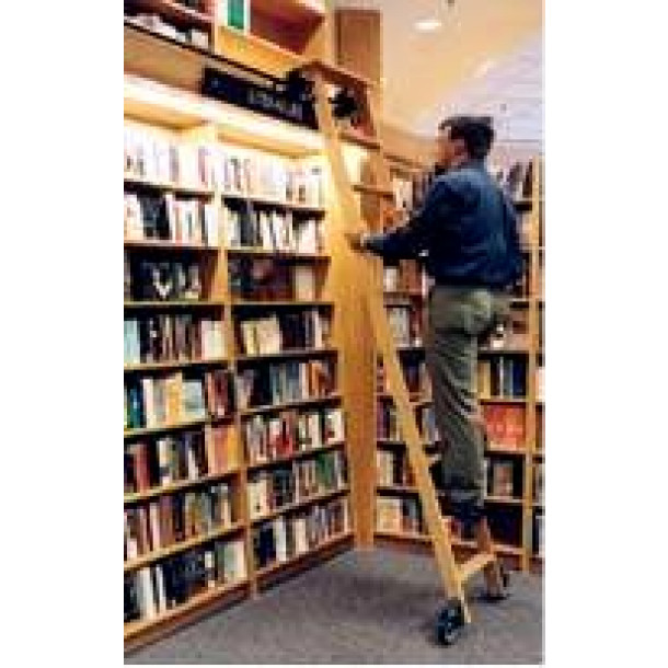 Wood Track Library Ladder - Industrial Man Lifts